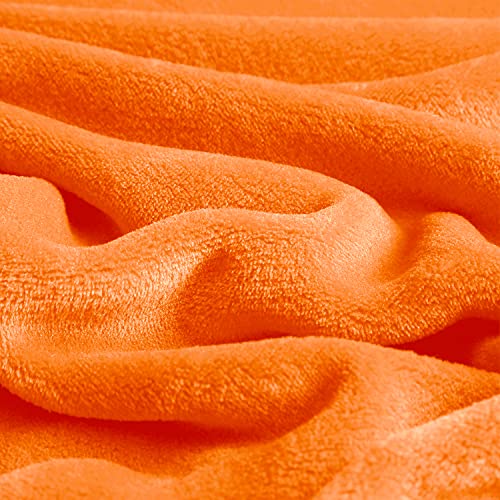 EXQ Home Fleece Blanket King Size Orange Throw Blanket for Couch or Bed - Microfiber Fuzzy Flannel Blanket for Adults