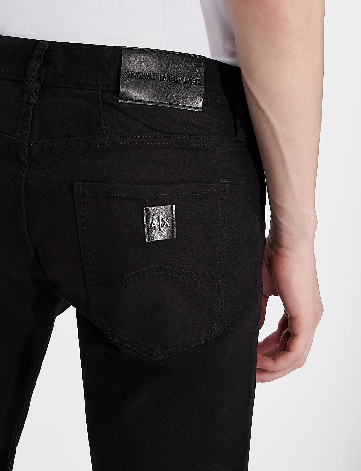 A | X ARMANI EXCHANGE Men's 5 Pocket Slim, Black Stretch Bull Denim