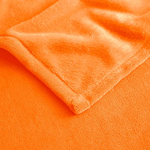 EXQ Home Fleece Blanket King Size Orange Throw Blanket for Couch or Bed - Microfiber Fuzzy Flannel Blanket for Adults