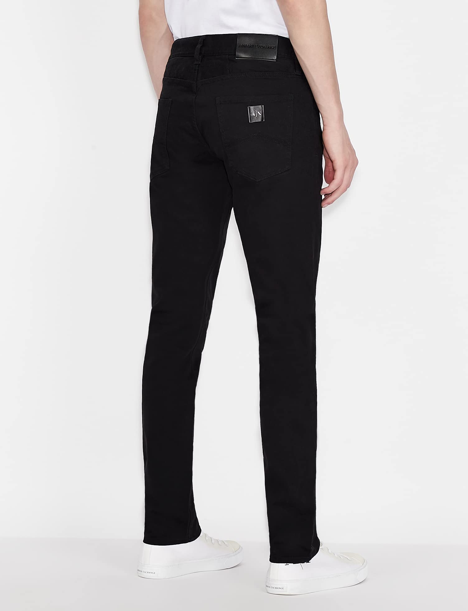 A | X ARMANI EXCHANGE Men's 5 Pocket Slim, Black Stretch Bull Denim