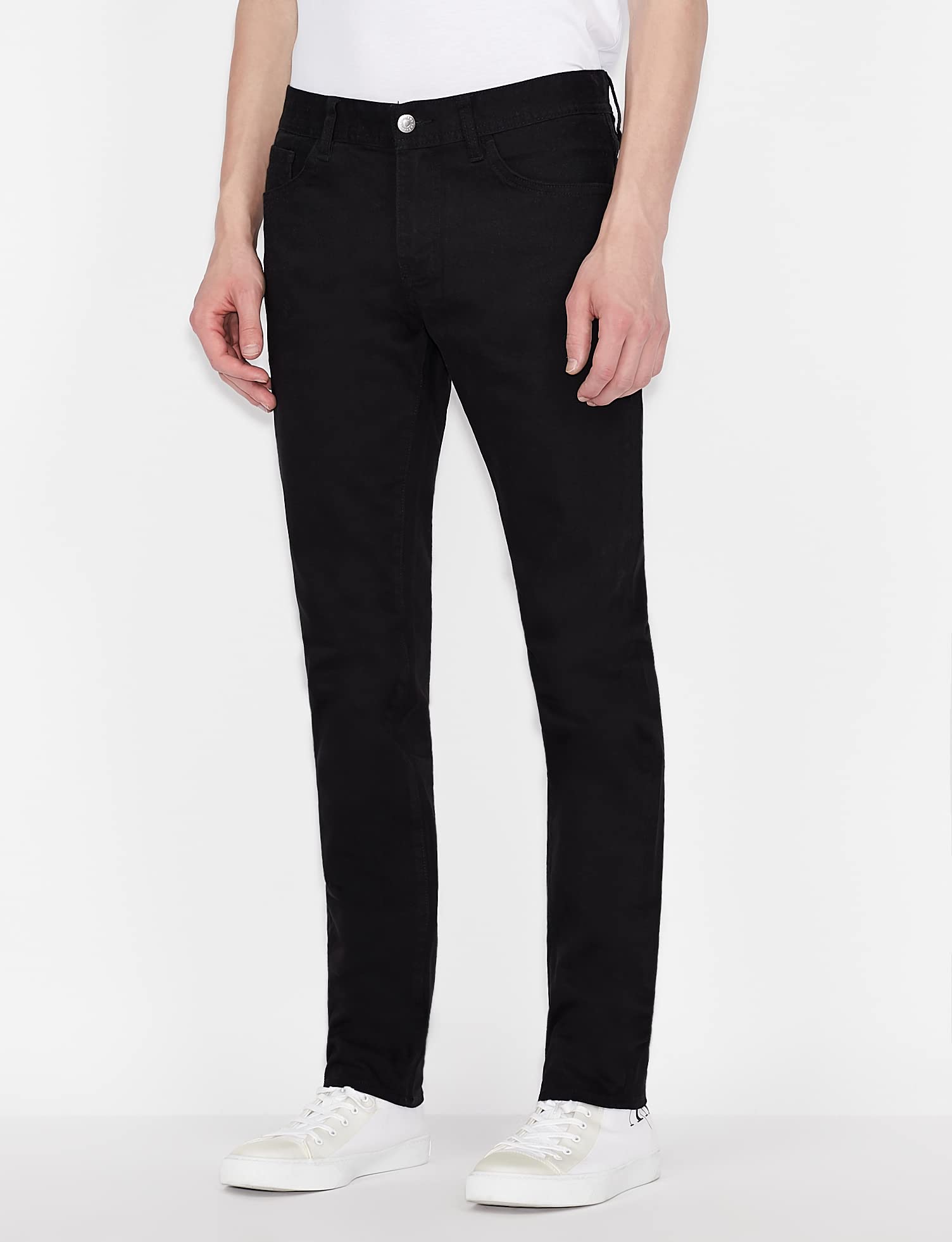 A | X ARMANI EXCHANGE Men's 5 Pocket Slim, Black Stretch Bull Denim