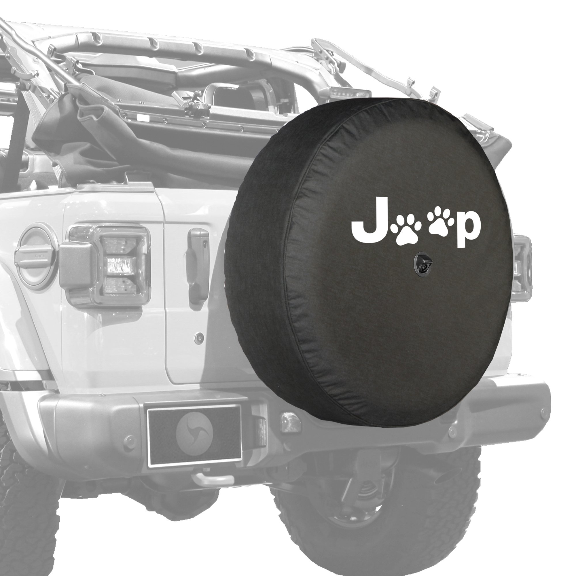 Boomerang® - 32" Soft JL Tire Cover Compatible with Jeep® Wrangler JL (with Back-up Camera) - Sport & Sahara (2018-2024) - Dog Paw Prints
