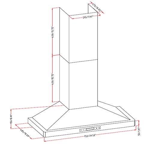 AKDY 30 in. 343 CFM Convertible Wall Mount Black Stainless Steel Kitchen Range Hood with Touch Panel and Carbon Filters