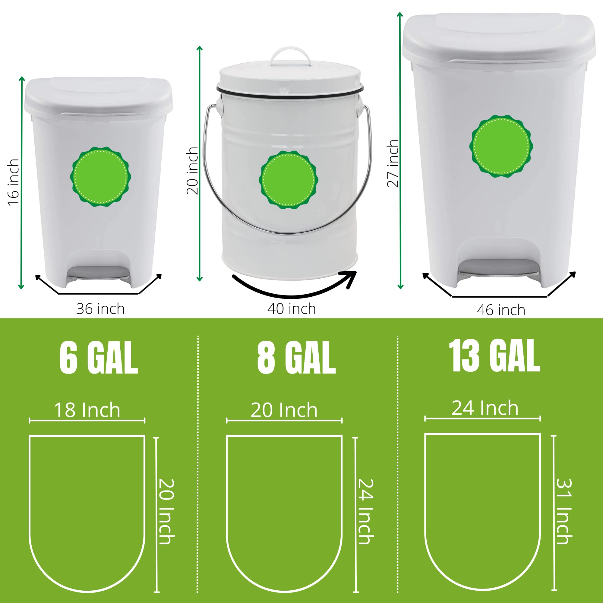 1.75-gallon (6.6L) Compostable, Extra-Thick Countertop Waste Bin Bags| Unscented Leak Proof Bags for Office, Home, Bathroom, Bedroom, Car, Kitchen, Pet(Green)1 Pack| 110 Counts. (1.75 Gallon)