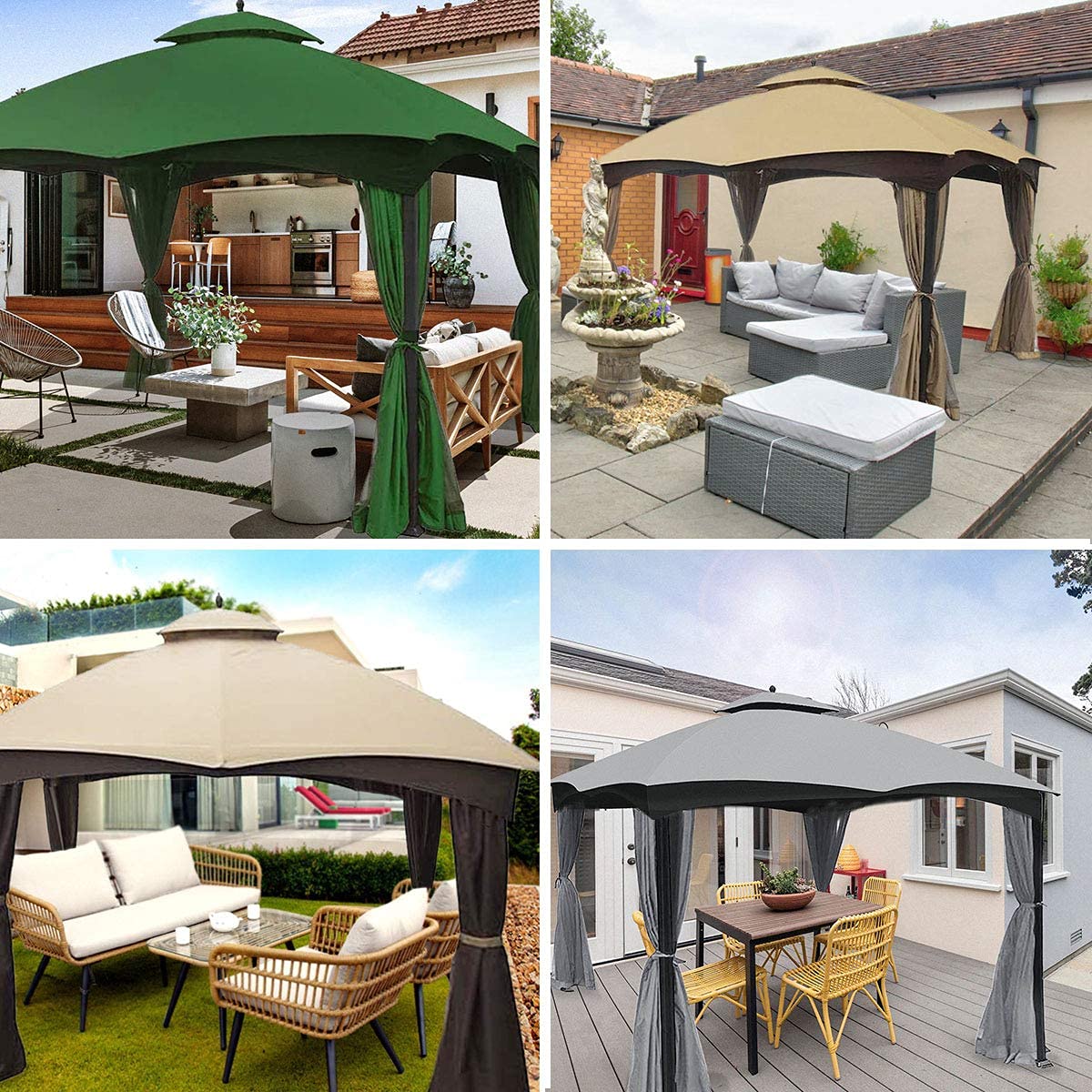 ontheway Replacement Canopy Top for Lowe's Allen Roth 10X12ft Gazebo #GF-12S004B-1 (Khaki)