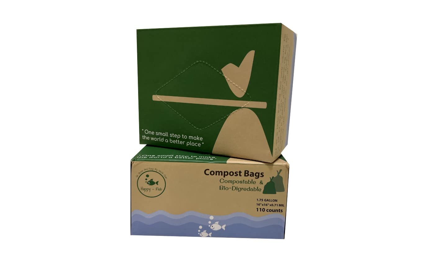 1.75-gallon (6.6L) Compostable, Extra-Thick Countertop Waste Bin Bags| Unscented Leak Proof Bags for Office, Home, Bathroom, Bedroom, Car, Kitchen, Pet(Green)1 Pack| 110 Counts. (1.75 Gallon)