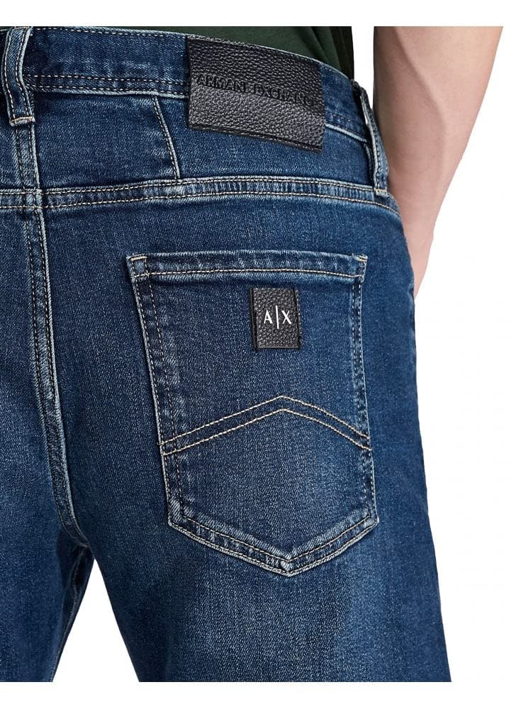 A | X ARMANI EXCHANGE Men's 5 Pocket Slim Denim, Mid Wash/Light Stitching/Stretch Cotton, 30