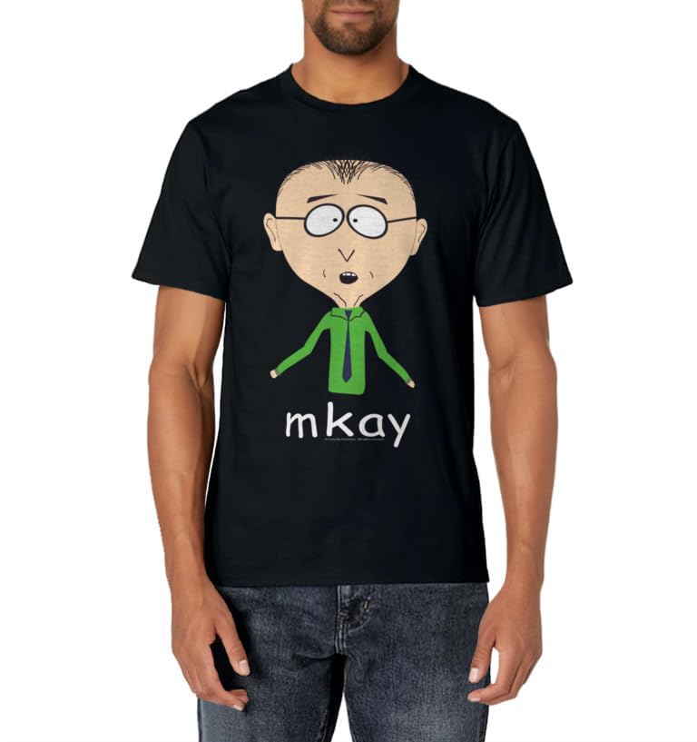 South Park Mr. Mackey Mkay Black T-Shirt - Classic Fit, Crew Neck, Adult, Short Sleeve
