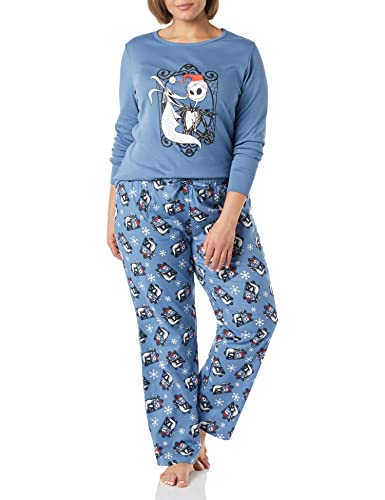 Amazon Essentials Disney | Marvel | Star Wars Women's Flannel Pajama Sleep Sets, Nightmare Santa Jack - Womens, X-Large