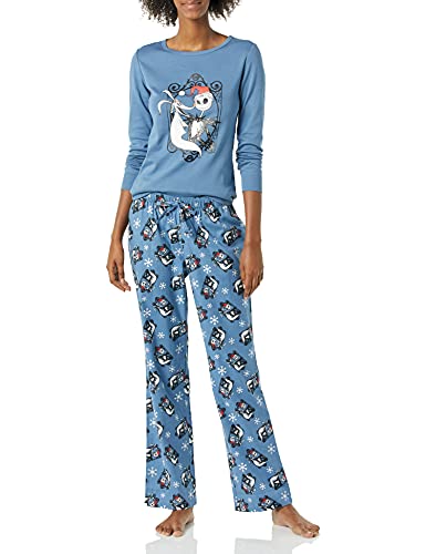 Amazon Essentials Disney | Marvel | Star Wars Women's Flannel Pajama Sleep Sets, Nightmare Santa Jack - Womens, X-Large