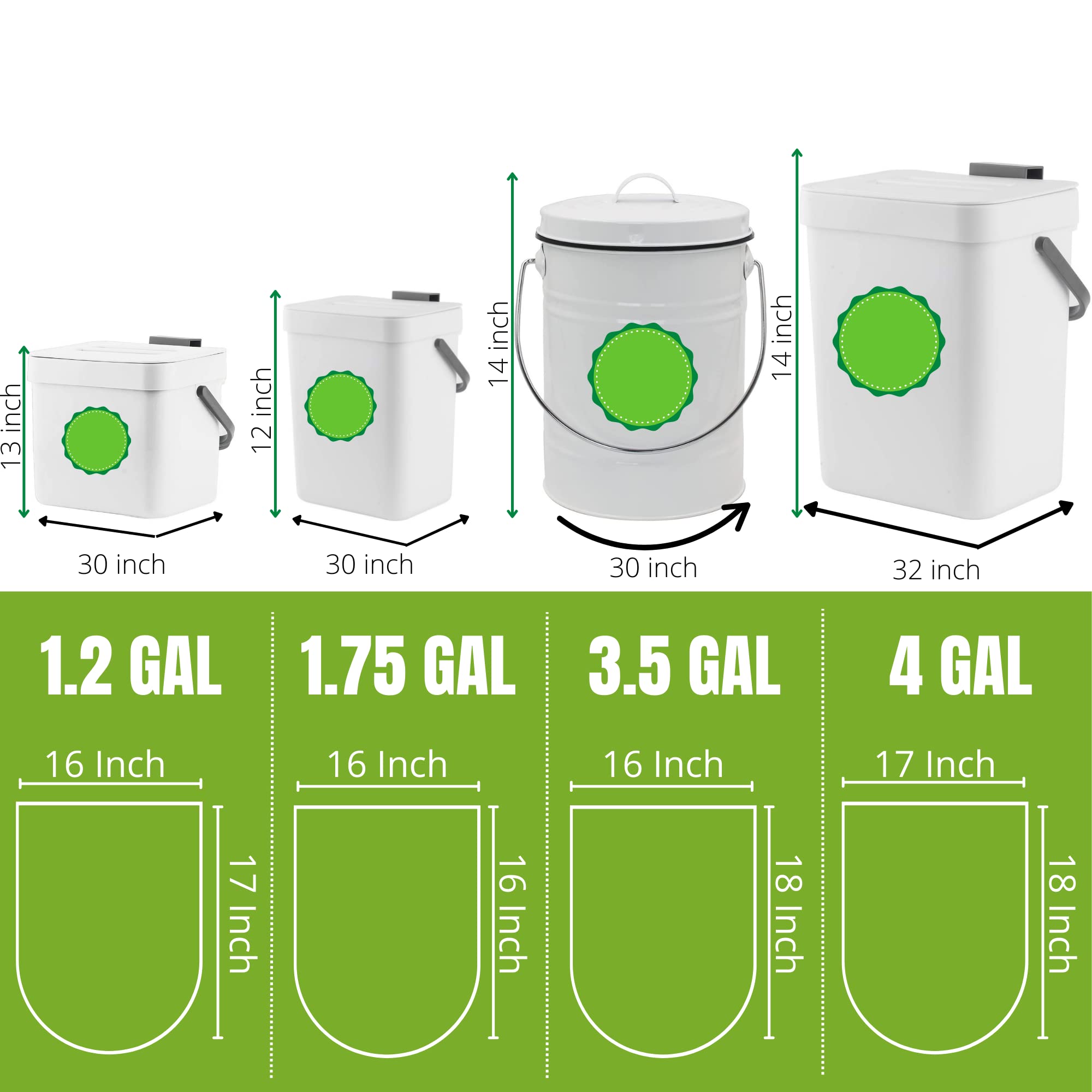 HappyFish 6-gallon (22.50L) Compostable, Extra-Thick Countertop Waste Bin Bags| Unscented Leak Proof Bags for Office, Home, Bathroom, Bedroom, Car, Kitchen, Pet(Green)1 Pack|76 Counts.