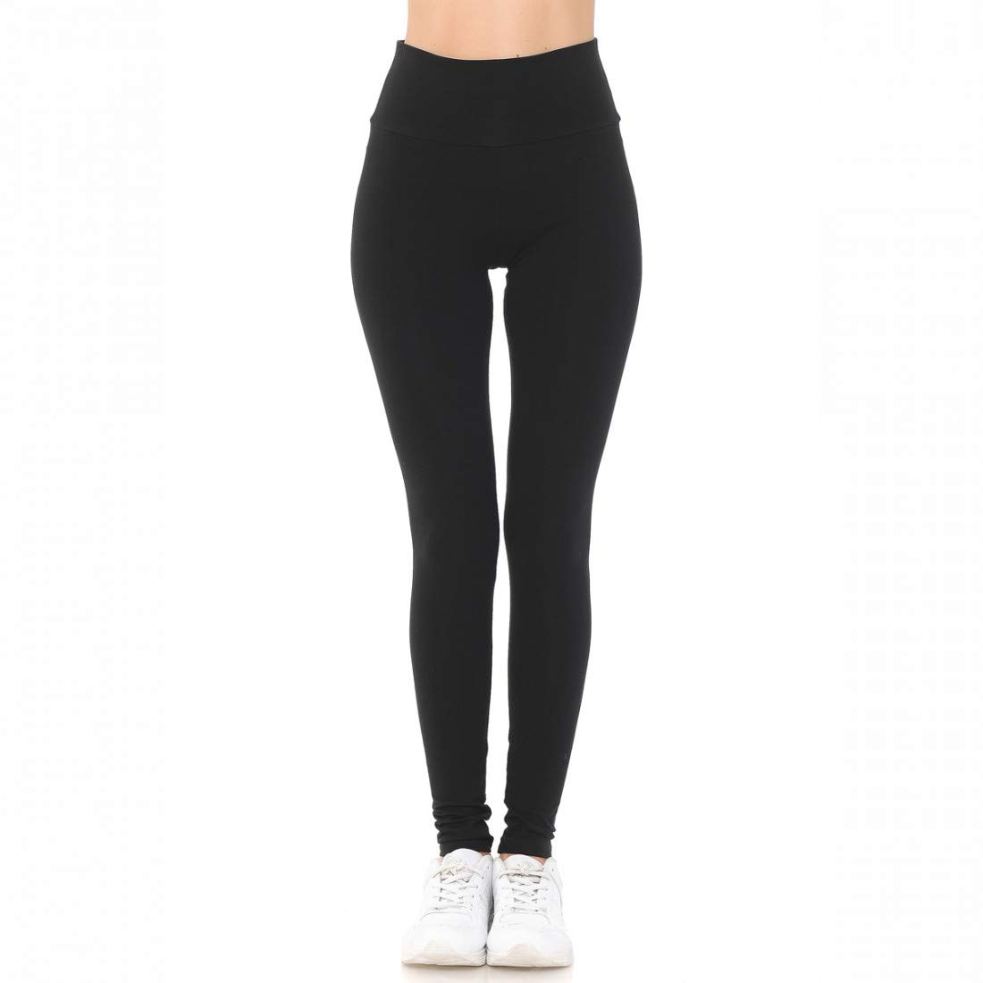 Little Vintage Girls LVGS Women's High Waisted Leggings with Fold Over Waistband Full Length Stretchable Black