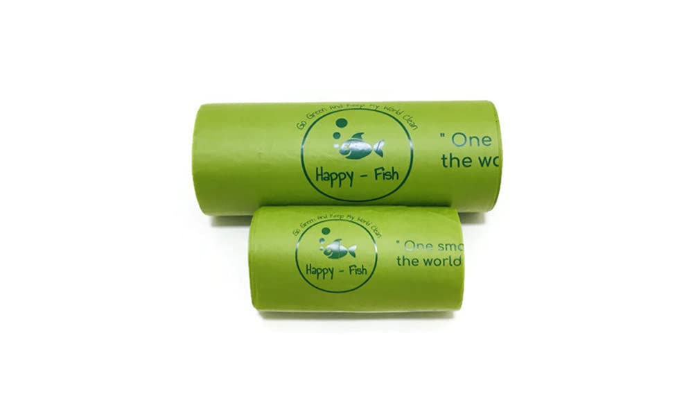 HappyFish 6-gallon (22.50L) Compostable, Extra-Thick Countertop Waste Bin Bags| Unscented Leak Proof Bags for Office, Home, Bathroom, Bedroom, Car, Kitchen, Pet(Green)1 Pack|76 Counts.