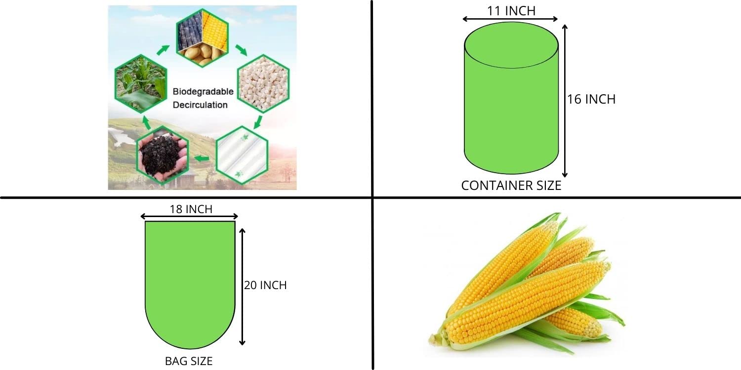 HappyFish 6-gallon (22.50L) Compostable, Extra-Thick Countertop Waste Bin Bags| Unscented Leak Proof Bags for Office, Home, Bathroom, Bedroom, Car, Kitchen, Pet(Green)1 Pack|76 Counts.