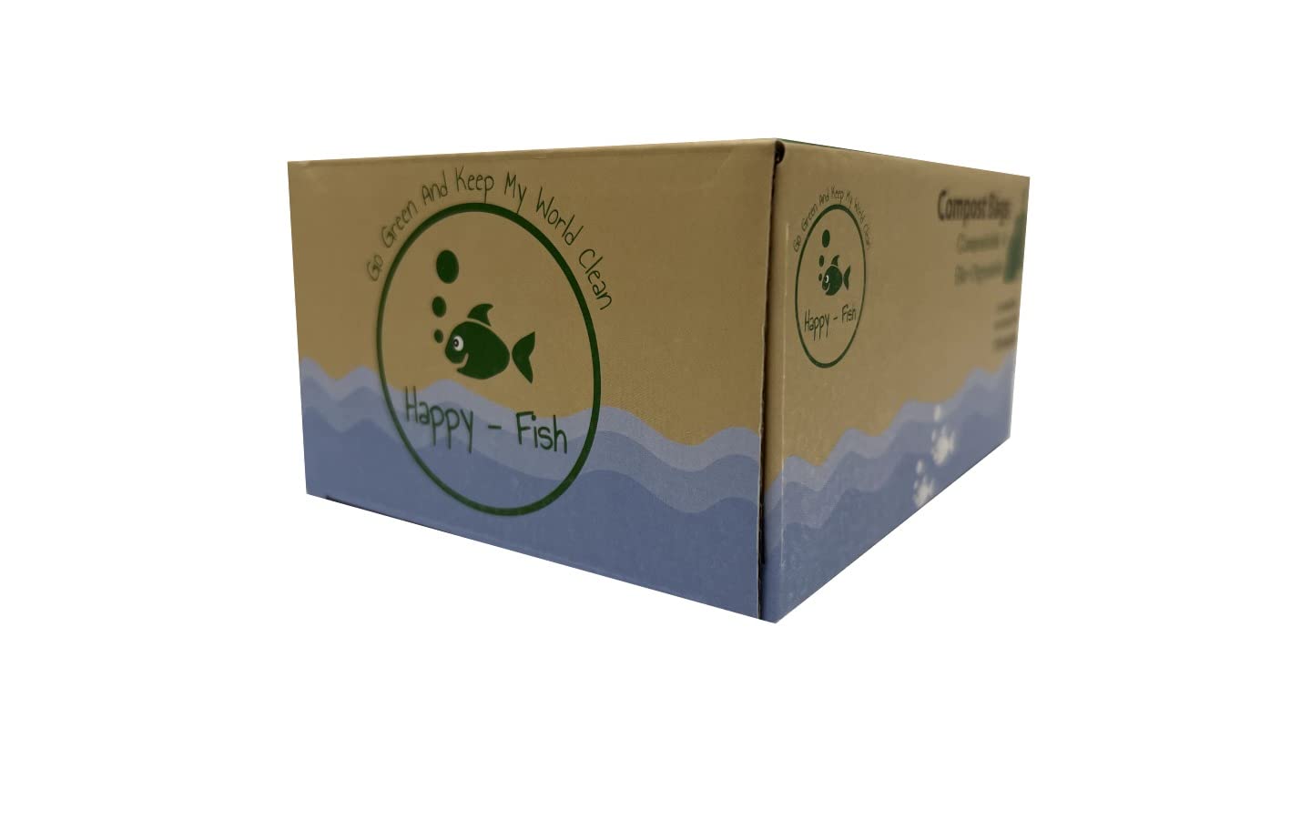 HappyFish 6-gallon (22.50L) Compostable, Extra-Thick Countertop Waste Bin Bags| Unscented Leak Proof Bags for Office, Home, Bathroom, Bedroom, Car, Kitchen, Pet(Green)1 Pack|76 Counts.