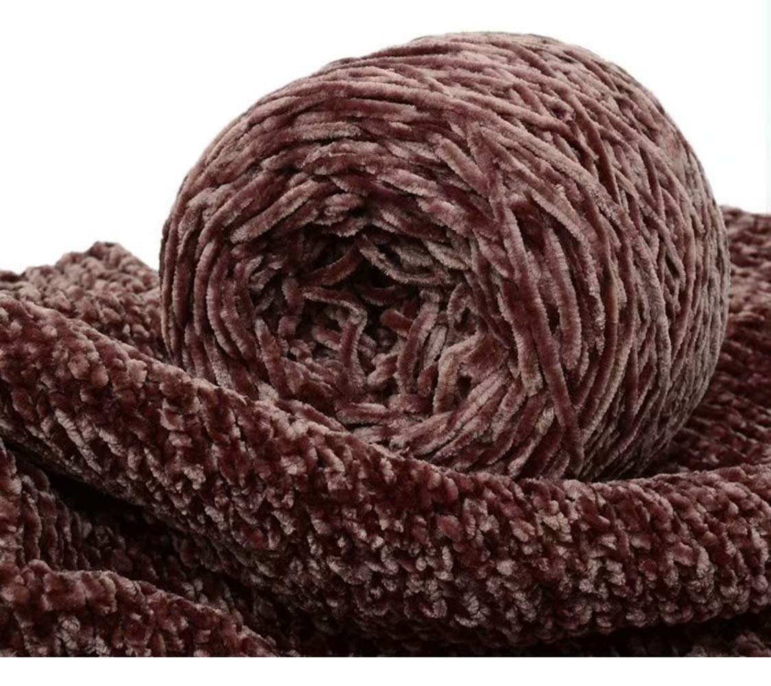 2 Balls Chenille Yarn,Soft Hand Knitting Bulky Chenille Velvet Yarn for Crochet Weaving Home Décor Projects DIY Craft 16oz/500g (35 Brilliant Purple)