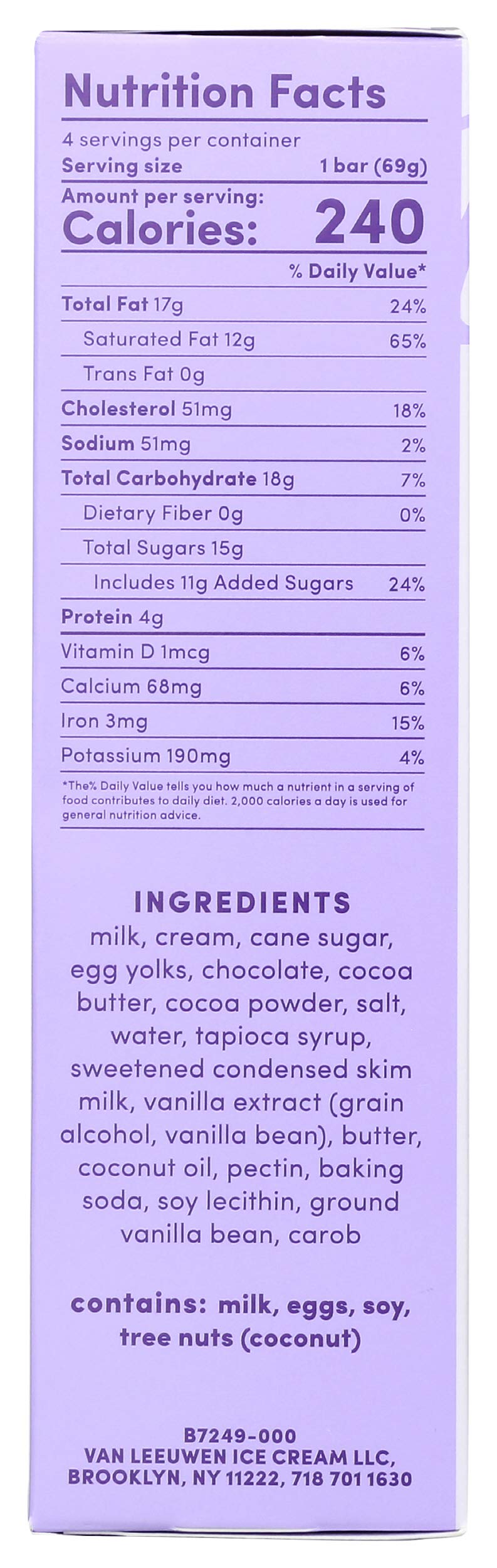 Van Leeuwen Premium Vanilla Caramel Swirl French Ice Cream Bars, 9.2 oz 3 Count