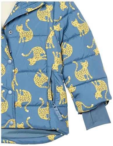 Amazon Essentials Toddler Girls' Heavyweight Hooded Puffer Jacket, Blue Cat, 2T