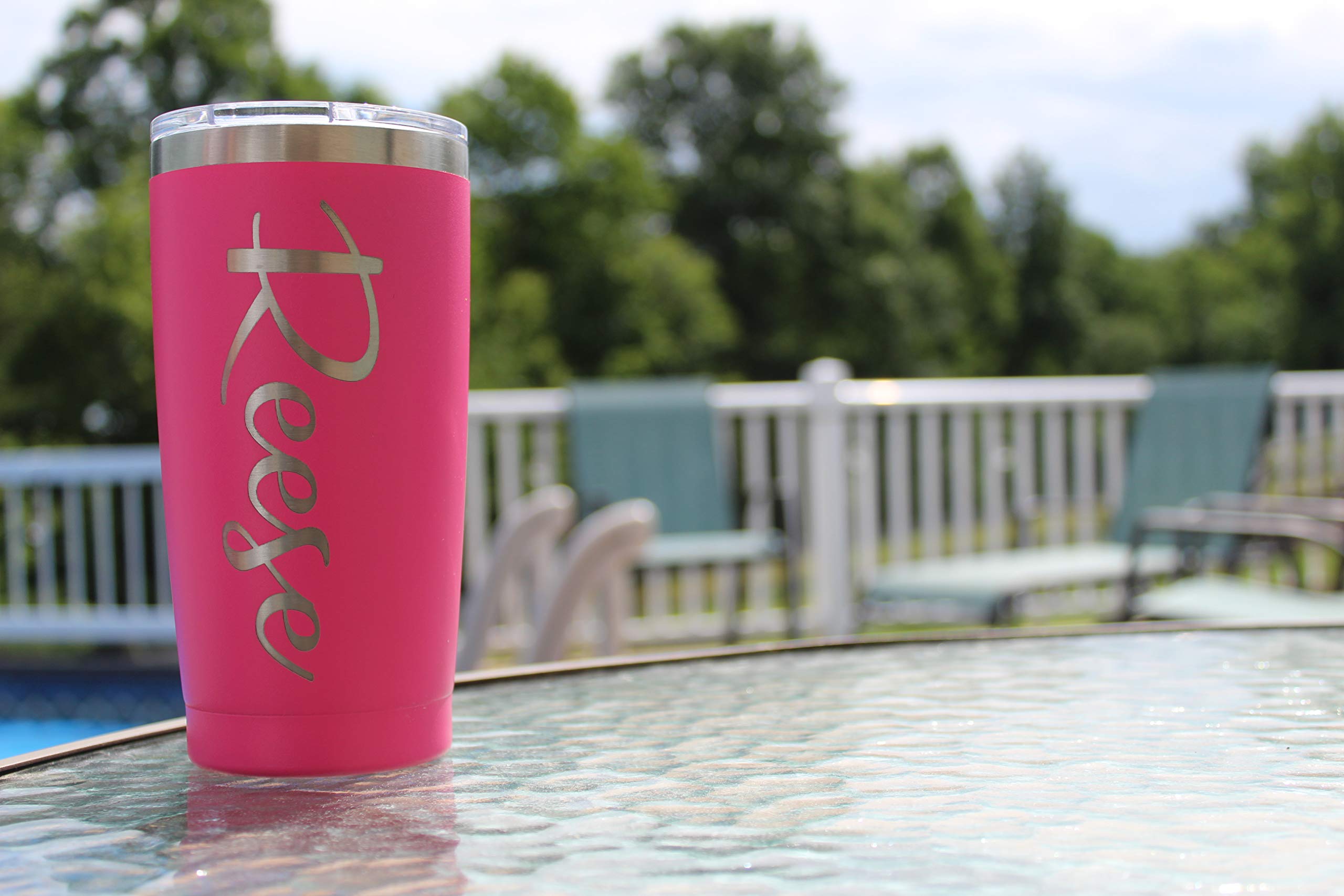 Personalized Tumbler With Lid - 20 oz - Choose Your Design - Vacuum Insulated Travel Coffee Mug - Stainless Steel Double Wall Aqua (Army Green)