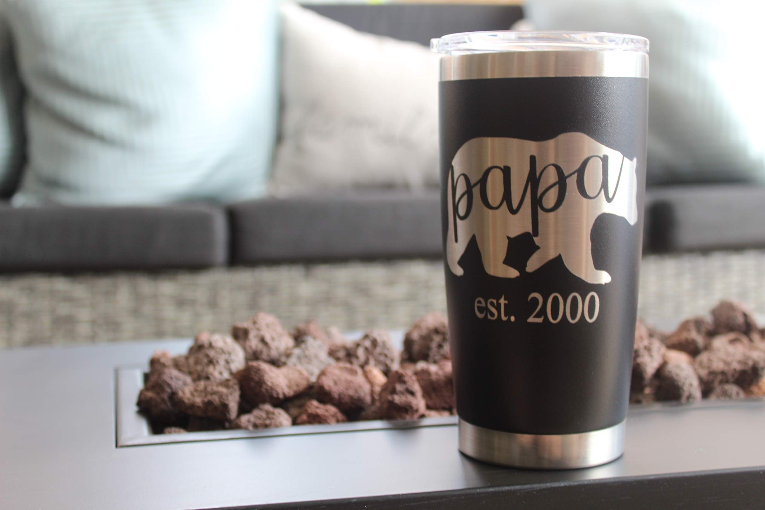 Personalized Tumbler With Lid - 20 oz - Choose Your Design - Vacuum Insulated Travel Coffee Mug - Stainless Steel Double Wall Aqua (Army Green)
