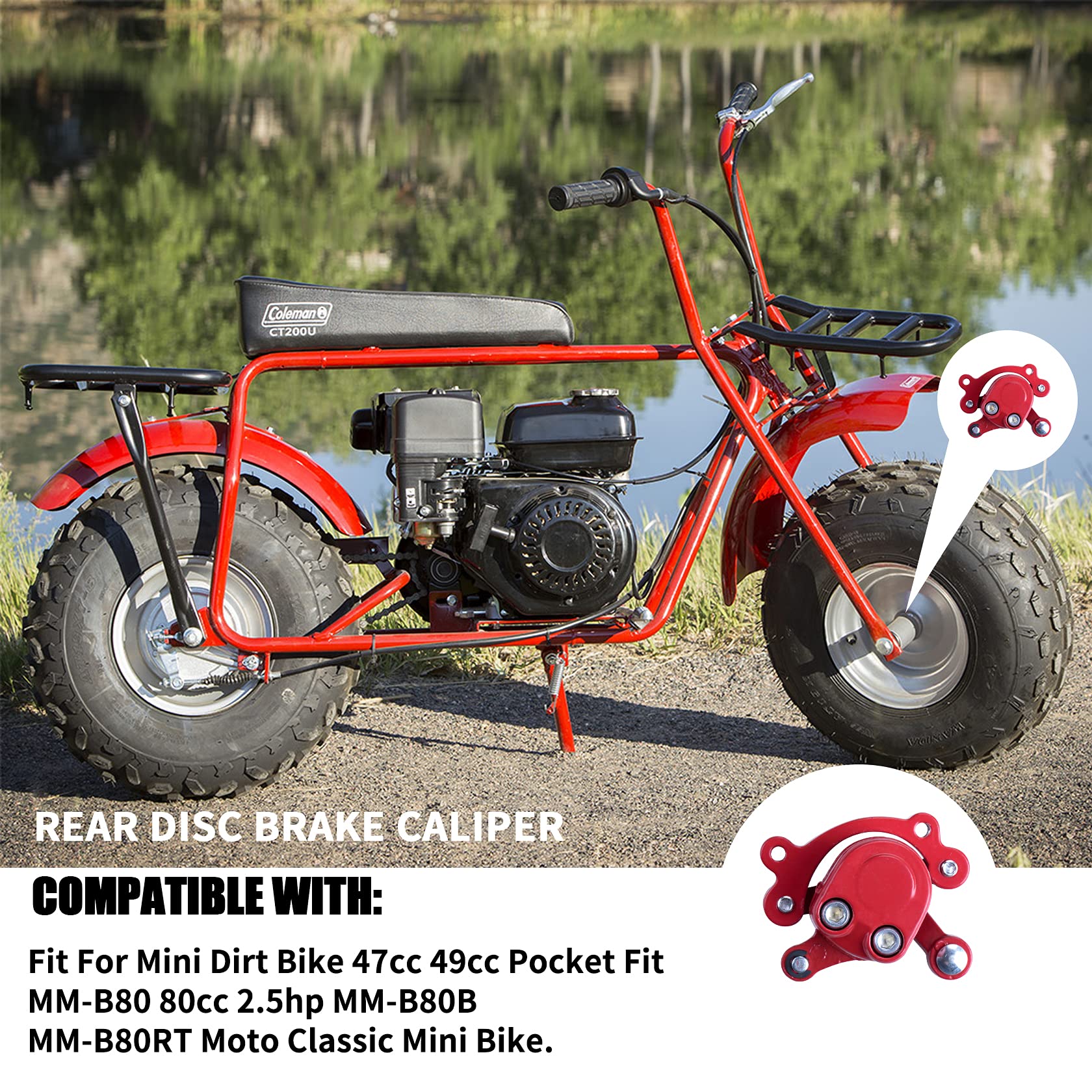 MWMNUN Rear Disc Brake Caliper with Brake Pads Replacement Compatible with Baja Doodlebug Dirtbug 97cc 2.8HP DB30 Kids Mini Dirt Pocket Bike Electric Razor MX500 33cc