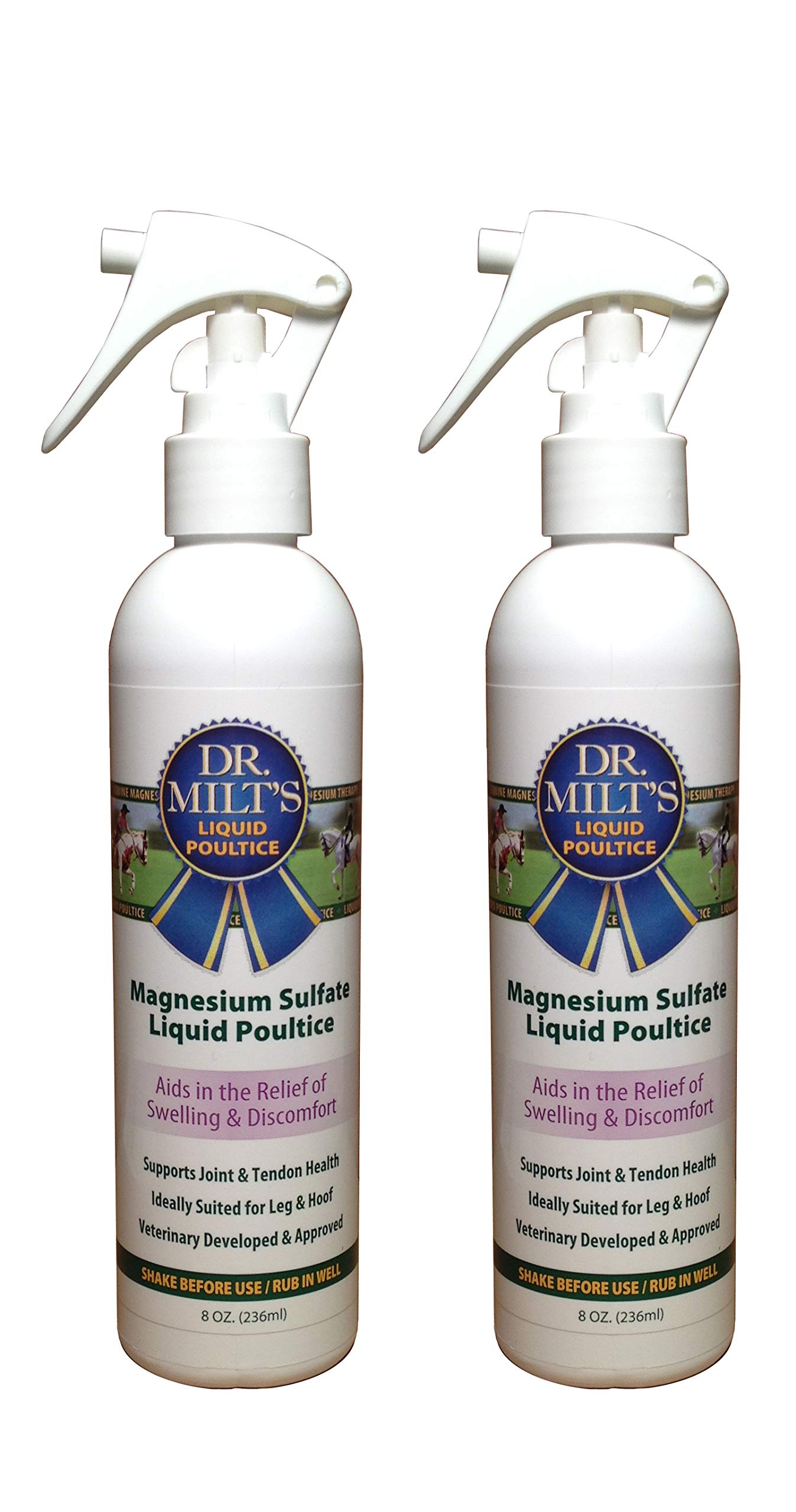 Dr. Milt's Horse Topical Epsom Salt Pain Relief Ointment Rub: Poultice and Liniment Fortified with Arnica for Horses and Animals. 2 Pack - 8oz Spray