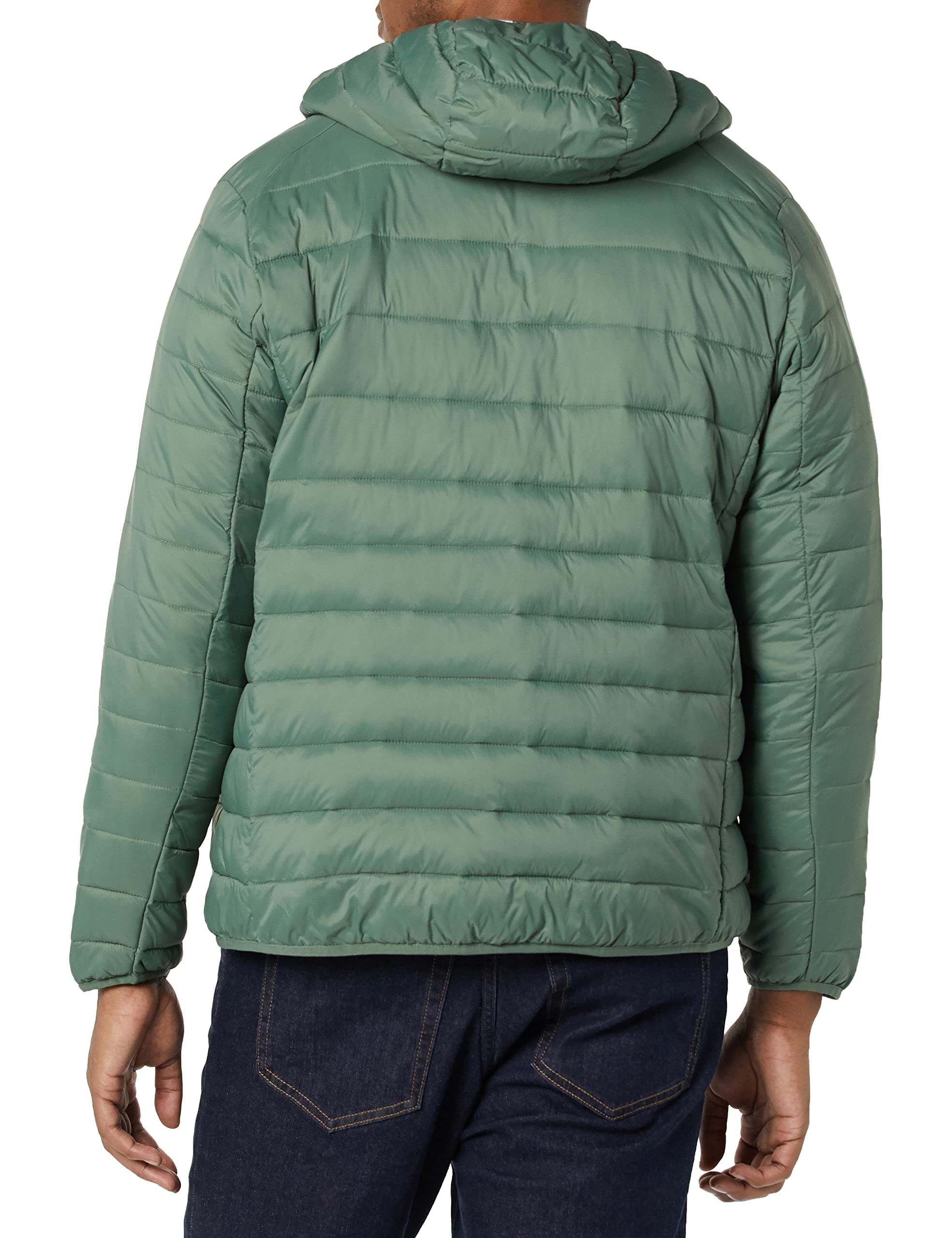 Amazon Essentials Men's Lightweight Water-Resistant Packable Hooded Puffer Jacket, Green, Medium