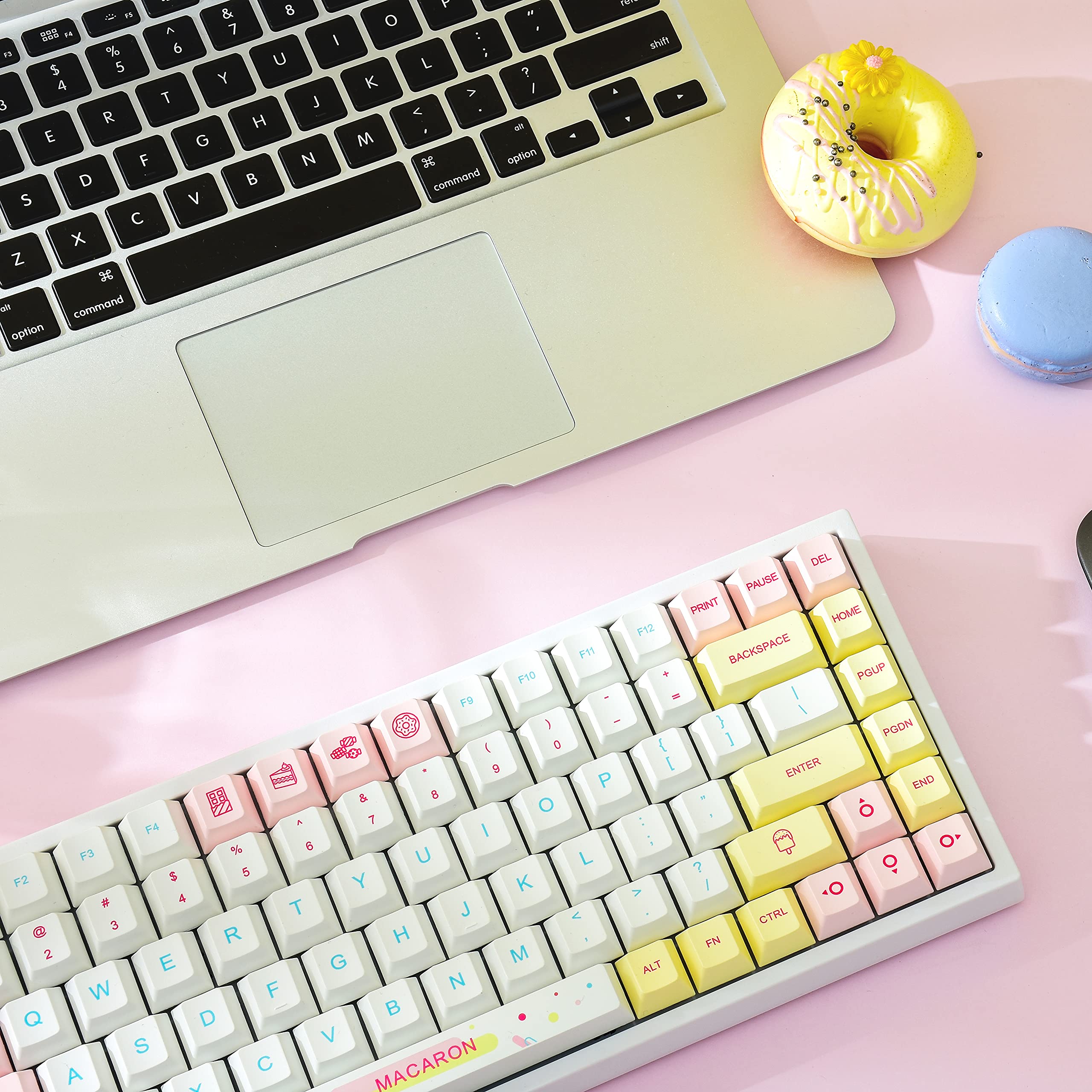 YUNZII Macaron 84 84-Key RGB Hotswap Wired Mechanical Gaming Keyboard with PBT Dye-subbed Keycaps for Mac/Win/Gamers (Gateron Brown Switch,Macaron)