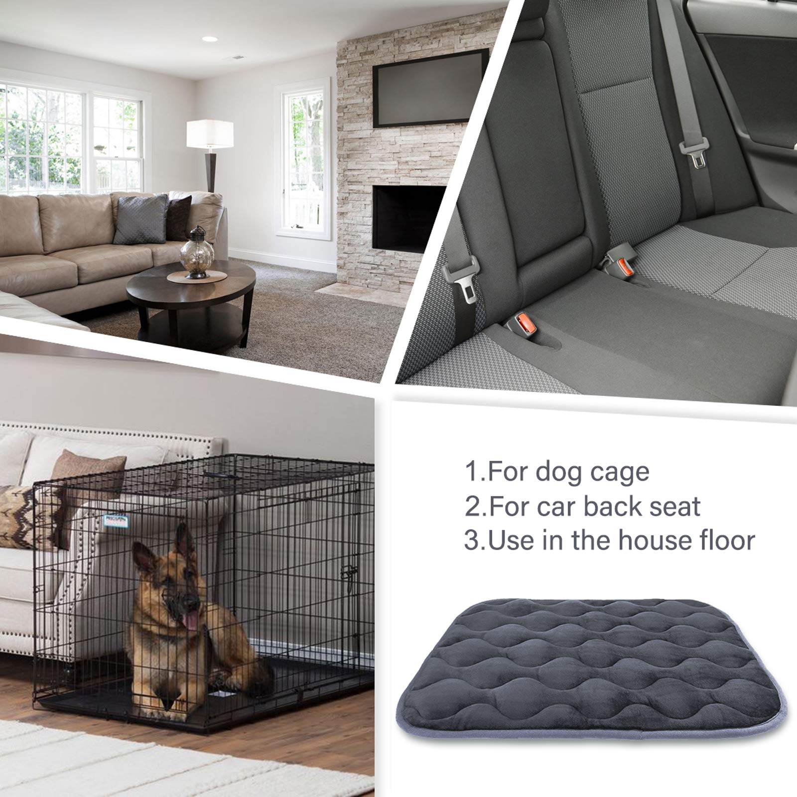 AIPERRO Fluffy Dog Beds for Small Dogs Crate Cushion Mat Machine Washable Anti-Slip Pets Sleeping Pads for Small Medium Large Dogs and Cats, 23 x 18 Inch
