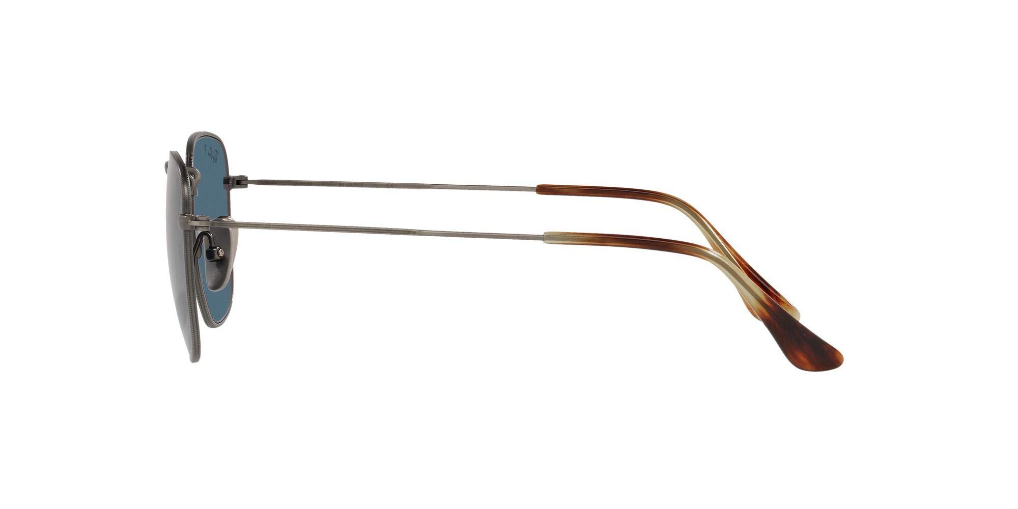 Ray-Ban Men's RB8157 Frank Titanium Square Sunglasses, Demigloss Gunmetal/Blue/Gold Mirrored Polarized, 51 mm