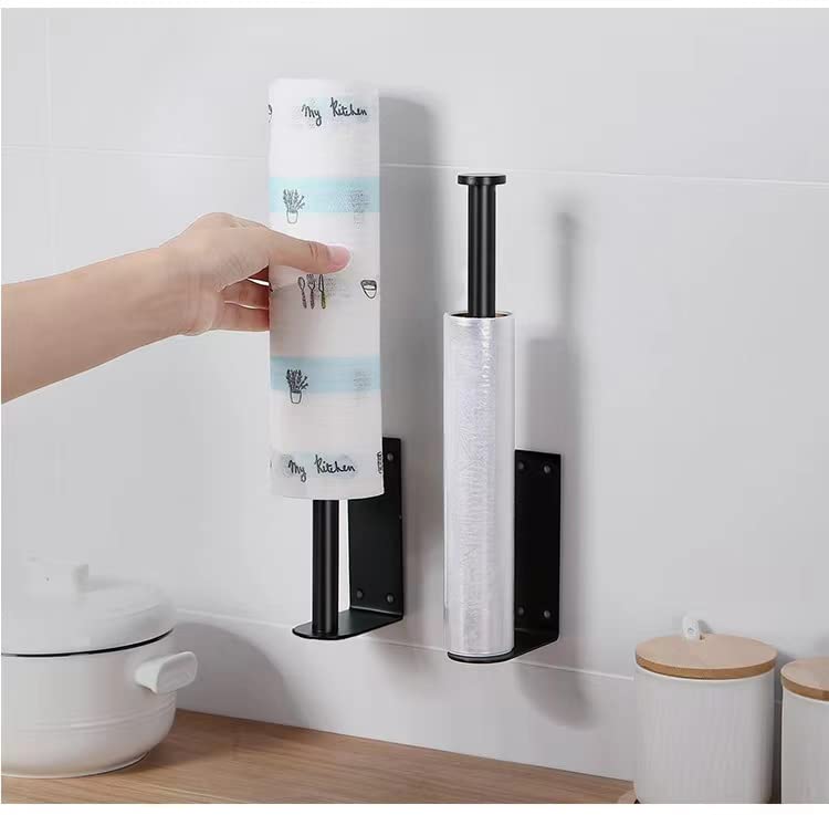 Yaotop 2 Pack Paper Towel Holder Wall Mount Under Cabinet/Wall Mount, Rack for Kitchen/Bathroom Hanging Paper/Towel, Both Available in Adhesive and Screws,Stainless Steel