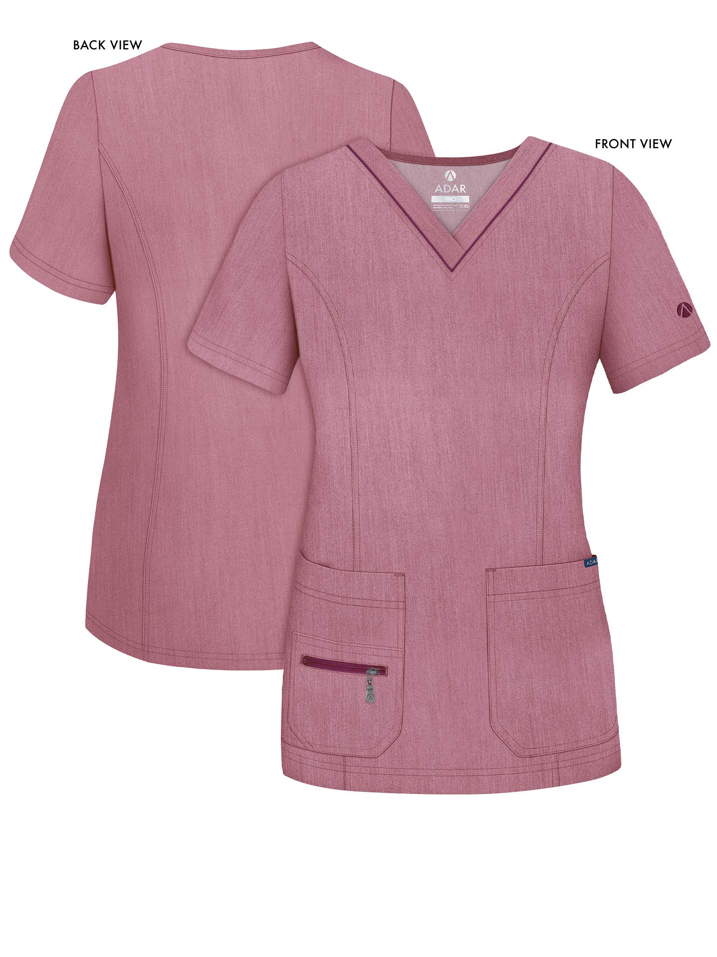 Adar Uniforms, Pro Heather Scrubs for Women - Elevated V-Neck Scrub Top - P4212H - Heather Wine - L