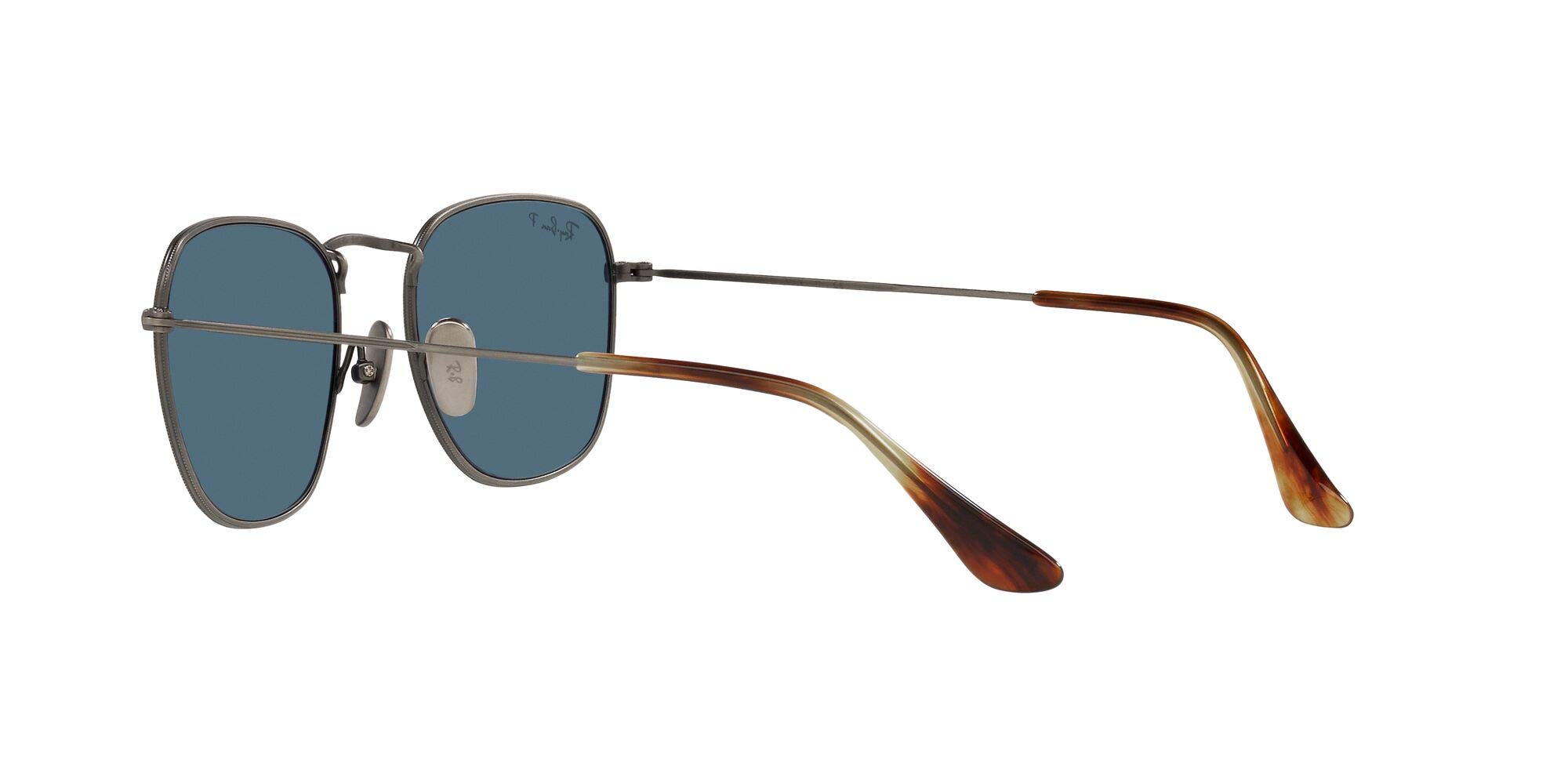 Ray-Ban Men's RB8157 Frank Titanium Square Sunglasses, Demigloss Gunmetal/Blue/Gold Mirrored Polarized, 51 mm