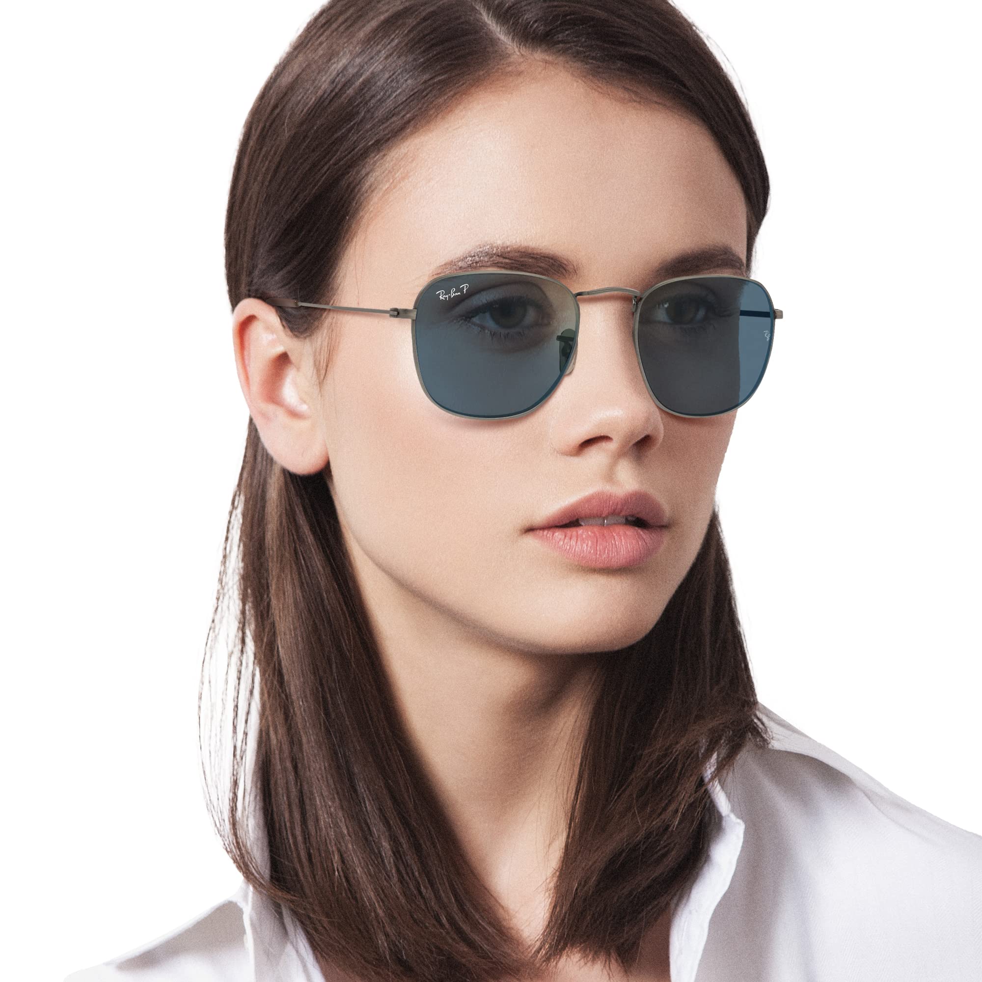 Ray-Ban Men's RB8157 Frank Titanium Square Sunglasses, Demigloss Gunmetal/Blue/Gold Mirrored Polarized, 51 mm