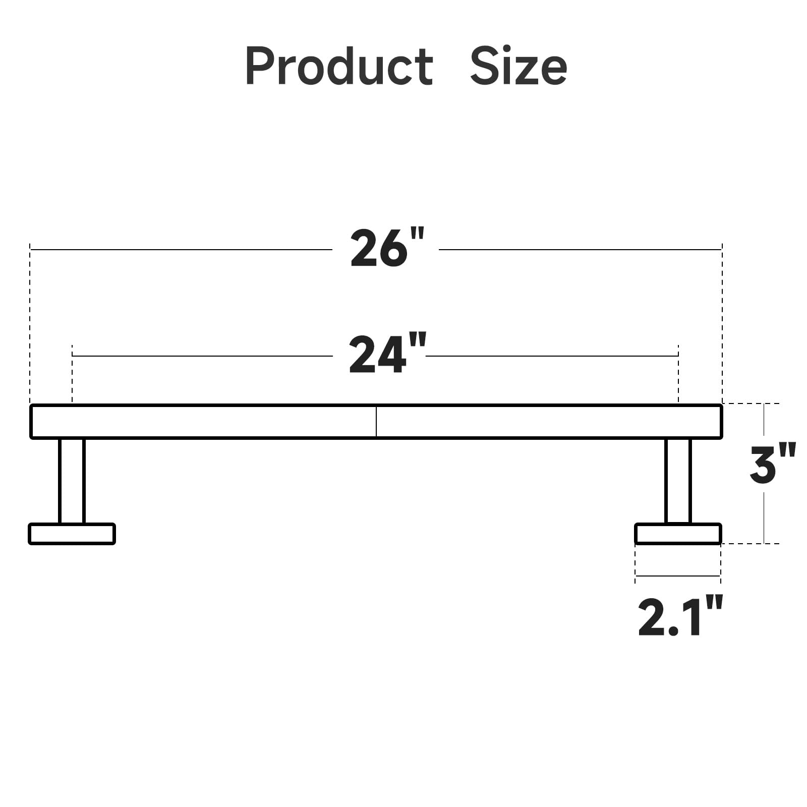 USHOWER Brushed Gold Towel Bar, 24-Inch Towel Racks for Bathroom Wall-Mounted, SUS304 Stainless Steel Towel Rod (Total Length 26-Inch)