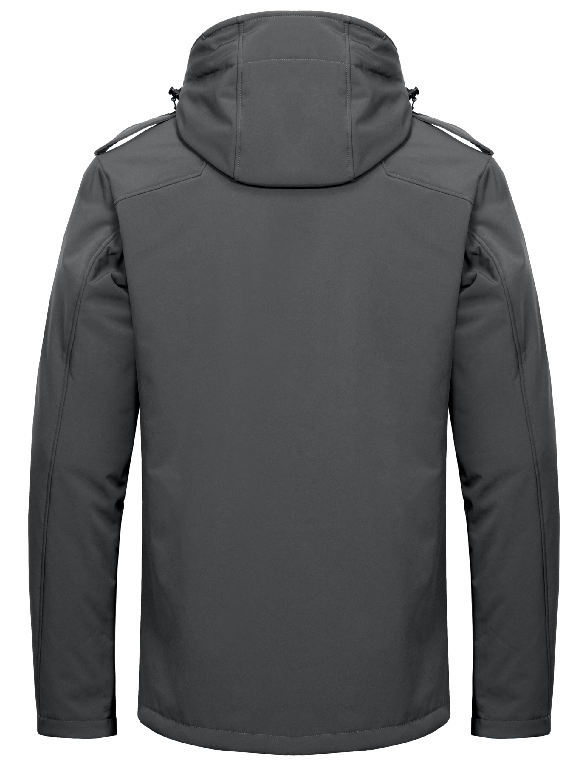 Little Donkey Andy Men's Warm Winter Softshell Jacket Windproof Mountain Ski Snow Coat with Removable Hood Grey L