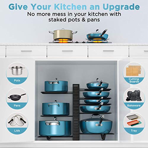 8 Tier Pot Rack & Expandable Pot Organizer