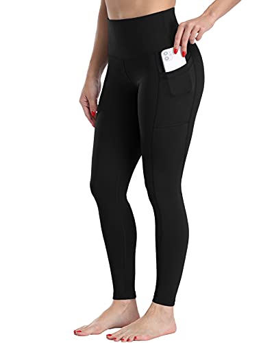 CHRLEISURE Fleece Lined Leggings Women with Pockets - Winter Warm Thermal Thick Tights High Waisted Yoga Pants(Black, XL)