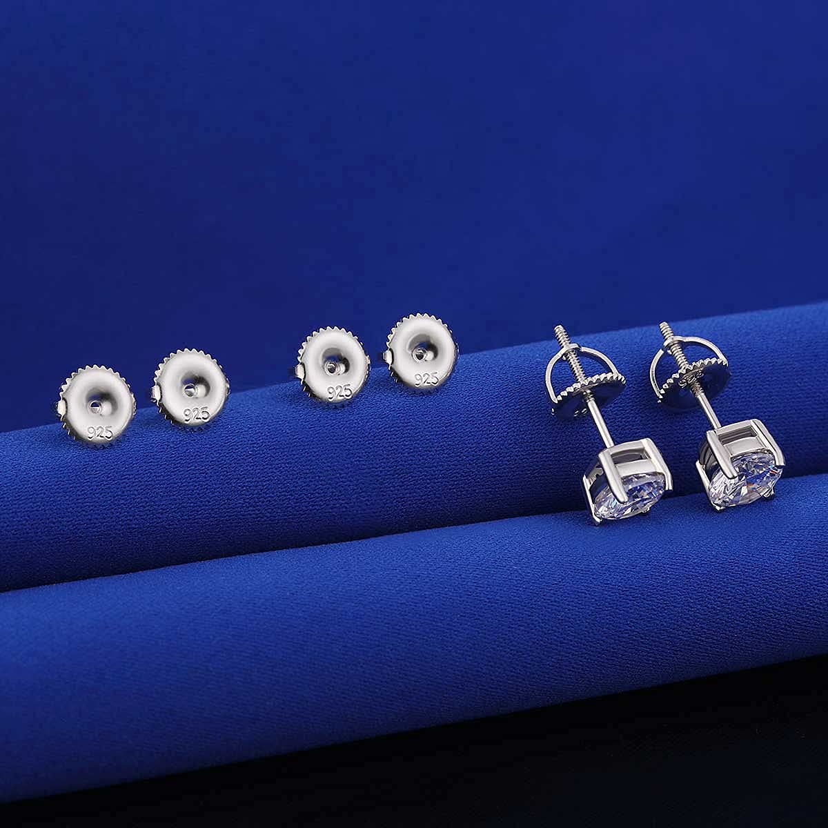 14K Gold Screw On Earring Backs,925 Stering Silver Threaded Screw Earring Backs for Diamond Studs,Hypoallergenic Earring ScrewBacks Fit Post Sizes 0032"(3Pair)