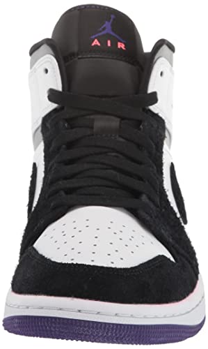 Nike Men's Air Jordan 1 Mid Se Court Purple Suede, White/Court Purple/Black, 8.5