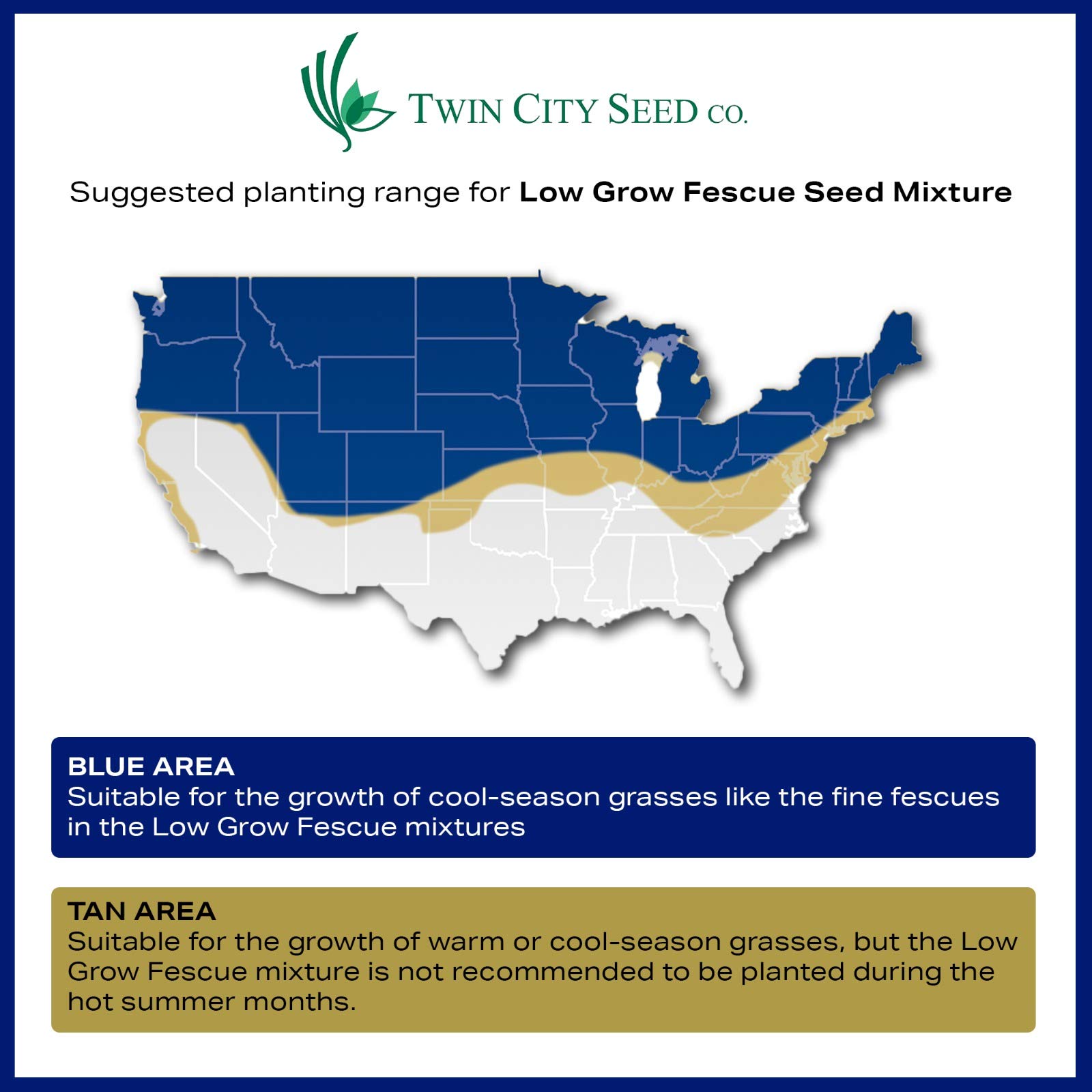Twin City Seed Co. Eco Seed (Low Grow Fescue), Fine Fescues Grass Mixture, 5 lb Bag