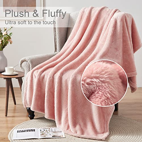 Whale Flotilla Breathable Fleece Throw Blanket for Couch Sofa(50x70 Inch), Super Soft Fuzzy Blankets for All Season, Lightweight and Fluffy, Pink