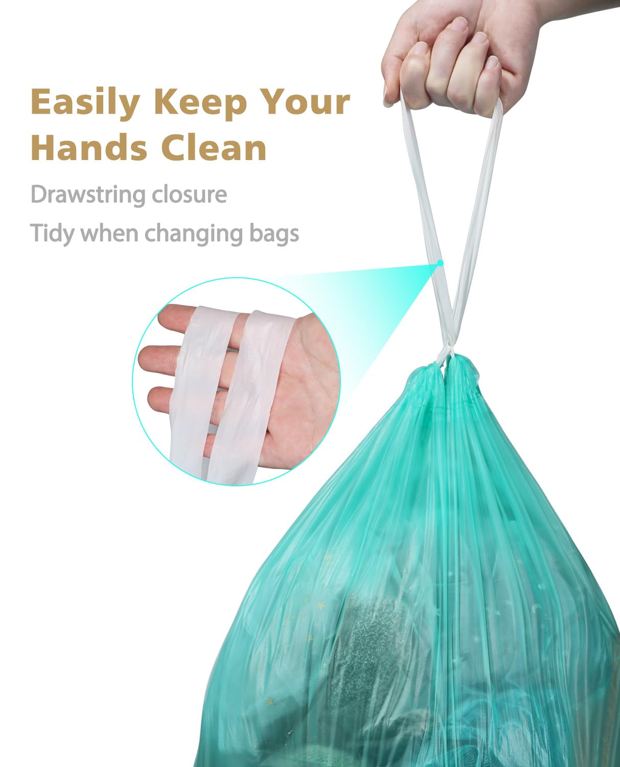 AYOTEE 3 Gallon Trash Bags with Drawstring, Biodegradable 2.6 Gallon Compostable Garbage Bags (125 Counts), Compostable Small Trash Bag,Small Garbage Bag for Bathroom，Bedroom, Kitchen