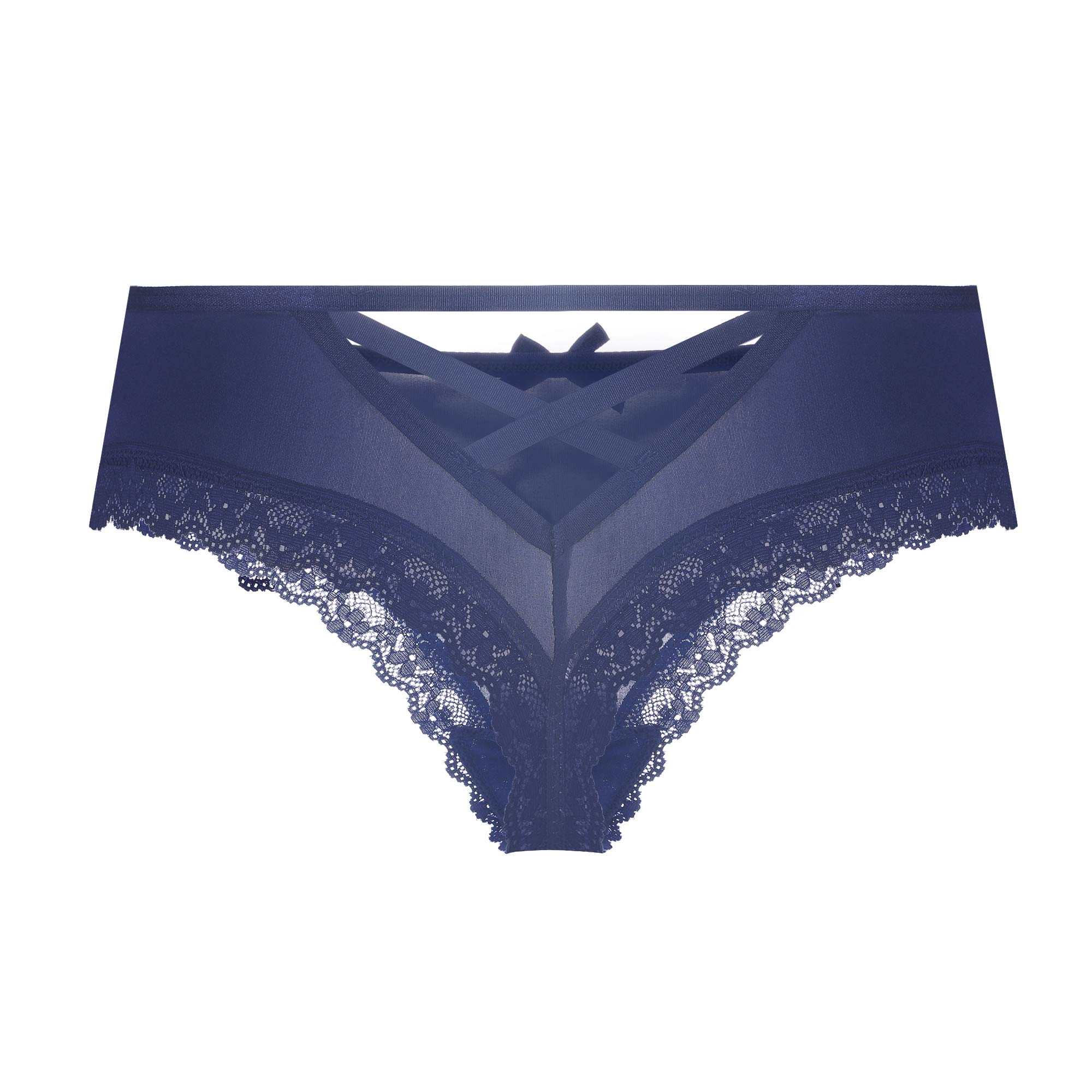 Justgoo Womens Lace G-String Thongs Panties Underwear Low Rise T-Back Underpants Blue