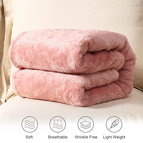 Whale Flotilla Breathable Fleece Throw Blanket for Couch Sofa(50x70 Inch), Super Soft Fuzzy Blankets for All Season, Lightweight and Fluffy, Pink