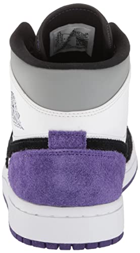 Nike Men's Air Jordan 1 Mid Se Court Purple Suede, White/Court Purple/Black, 8.5