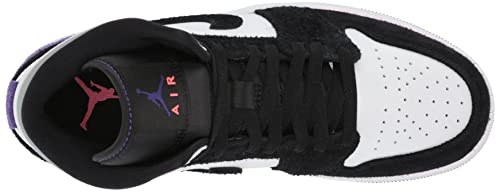 Nike Men's Air Jordan 1 Mid Se Court Purple Suede, White/Court Purple/Black, 8.5