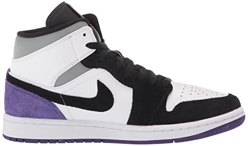 Nike Men's Air Jordan 1 Mid Se Court Purple Suede, White/Court Purple/Black, 8.5