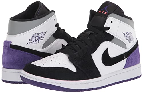 Nike Men's Air Jordan 1 Mid Se Court Purple Suede, White/Court Purple/Black, 8.5