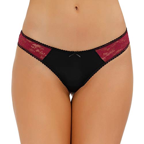 LYYTHAVON 7 Pack Thongs for Women, Lace Stretchy Spandex Nylon Underwear (Multicolored C, 7 Pack, X-Large)